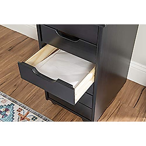 Linon Six Drawer Rolling Storage Corinne Cart, Black 6