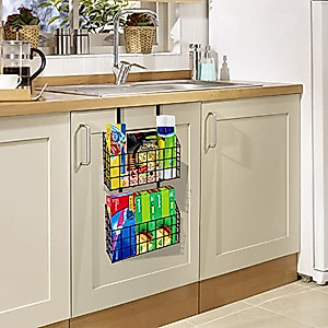 3 Pack Over The Cabinet Door Organizer, Over Doors Wall Mounted Hanging Baskets Organizing for Cutting Board Foils Cookie Sheet and plate, Metal Storage Holder Rack for Kitchen Bathroom Pantry