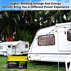 LOSSIGY 12V 200AH LiFePO4 Lithium RV Battery, Perfect for Solar System, Marine, 2560Wh 5000+ Deep Cycles, Built in BMS with 10 Yrs Lifespan