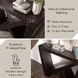 HOMES: Inside + Out Naomi Modern Decorative Accent Console with W-Shaped Legs, Narrow Desk, Wood Entryway Console Table for Living Room, Hallway, Entrance, Small Spaces, Cappuccino