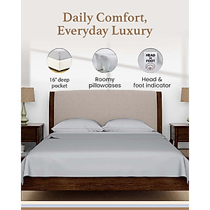 600 TC Luxurious Light Gray RV King Sheets 72 x 80, 100% Egyptian Cotton RV Sheets, 4 Piece RV Bed Sheets Set, Ultra Soft Camping Sheets for RV Mattress, 16" Deep Pocket Sheets for RV Bed