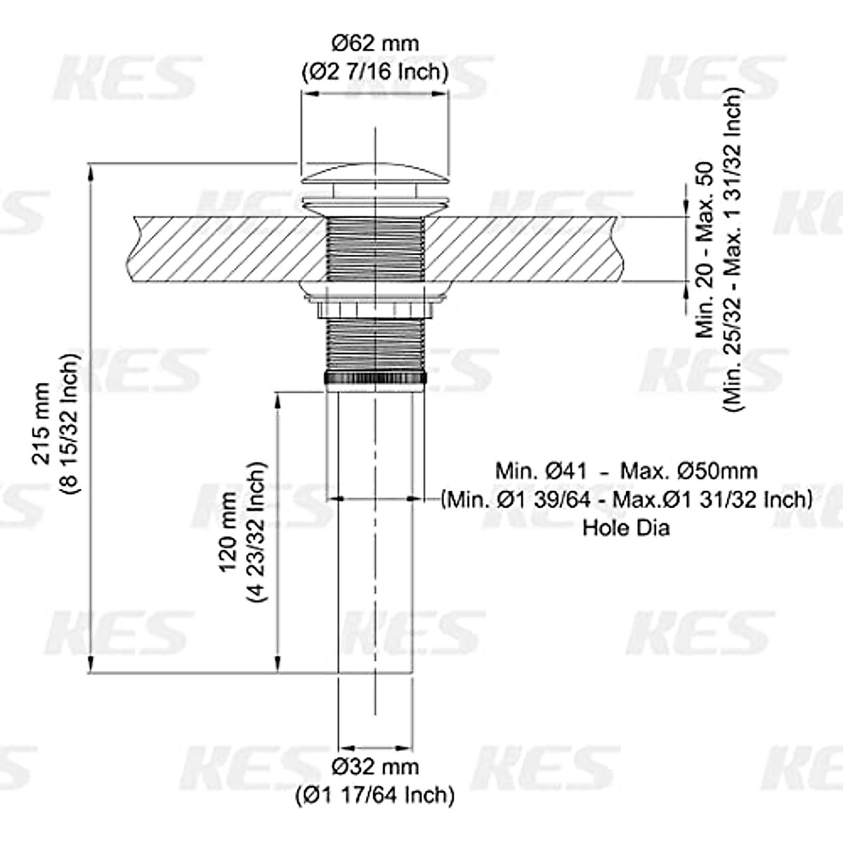 KES Bathroom Sink Drain Pop Up Drain Without Overflow, Vessel Sink Stopper Matte Black, All Metal Rustproof Brass and 304 Stainless Steel, S2008S62D-BK
