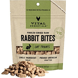 Vital Essentials Freeze Dried Raw Cat Treats, Rabbit Bites, 0.9 oz