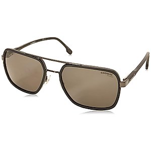 Carrera Men's 256/S Rectangular Sunglasses, Black/Polarized Gray, 58mm, 18mm