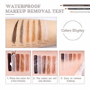 LSxia Waterproof Eye-Brows Pen-cil Set, Pull Cord Peel-off Eyebrow Pencil Microblading Eyebrow Pen Supplies Kit, White Eye-Liner Pencil and Eyebrows Tool Tattoo Makeup For Marking (5+1 Dark Brown)