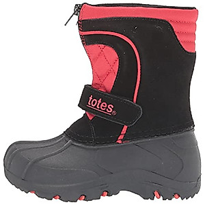 totes Boy's Unisex Kids Bradley Snow Winter Boots, Black/Red, 11 Little