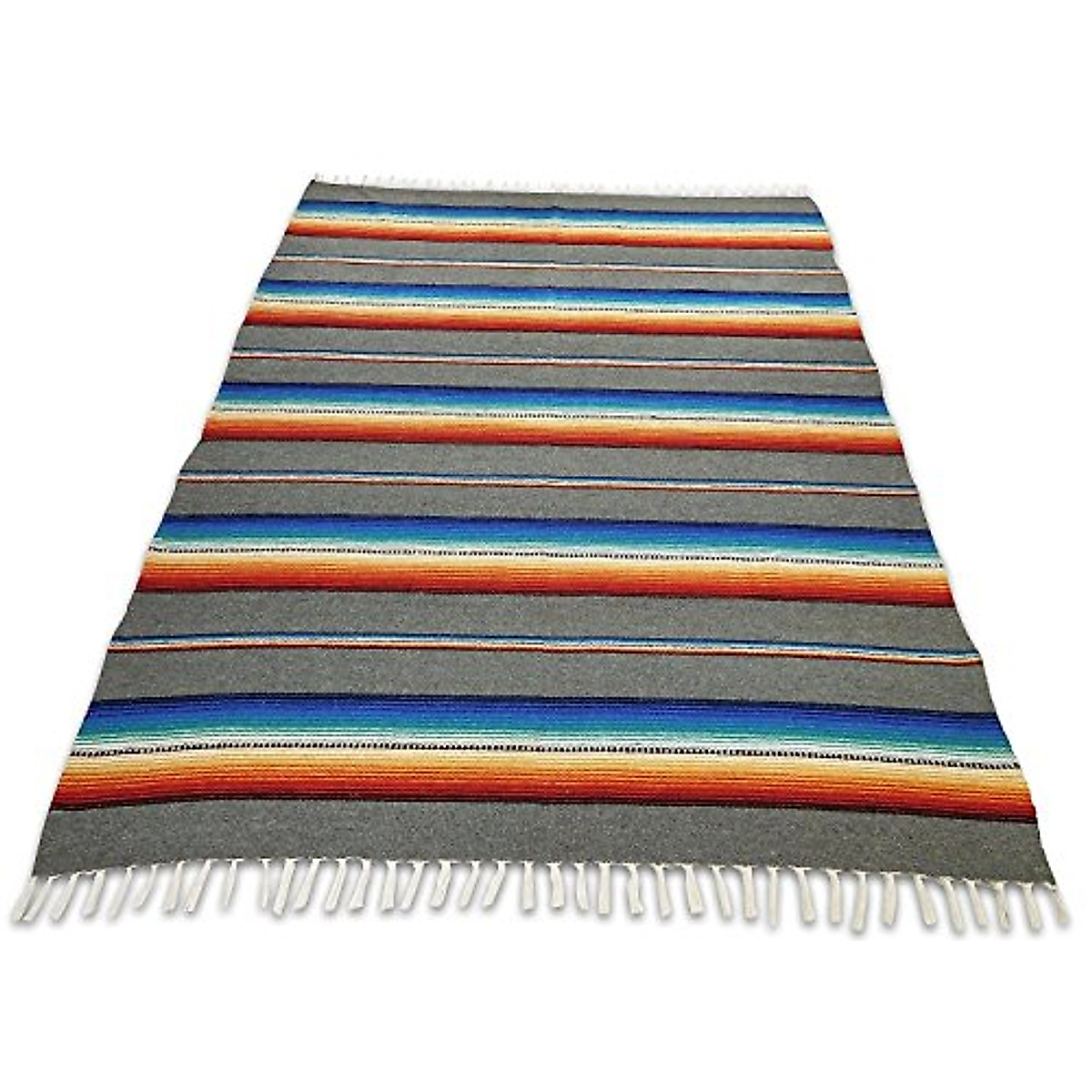 Sanyork #776 Classic Sarape Mexico Falsa Throw Blanket Yoga Beach Heavy Premium Serape(Teal)