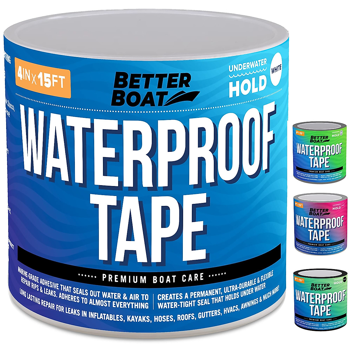 White Waterproof Tape for Leaks Thick Heavy Duty Water Proof Tape Sealing Marine Grade Outdoor Pools, Gutter, Underwater, Stop Leak Seal Tape Waterproof Repair Patch & Seal Sealant 15 Feet x 4 Inches