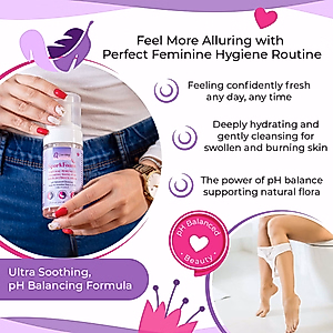 Foaming Feminine Vulva Wash with Oils (3.38 fl oz); Herbal Intimate for Women pH Balance, Fragrance Free Natural Daily Feminine Hygiene; Fresh Feminine Cleanser Oil for Sensitive Skin