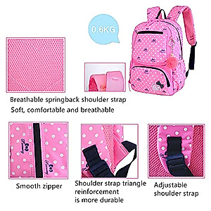 LAMOGRAFY 3Pcs Kids Backpack Bowknot Printed Daypack Girls 3 in 1 School Bag with Shoulder Bag and Pencil Bag