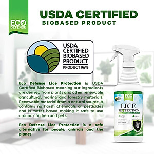 Eco Defense USDA Biobased Lice Spray for Furniture, Bedding, and Home - Natural Extra Strength Treatment - Helps Keep Home Free of Lice