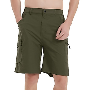 Men's Quick Dry Cargo Hiking Shorts Stretchy Lightweight 5 Pockets Camping Cycling Fishing Work Shorts Army Green 40