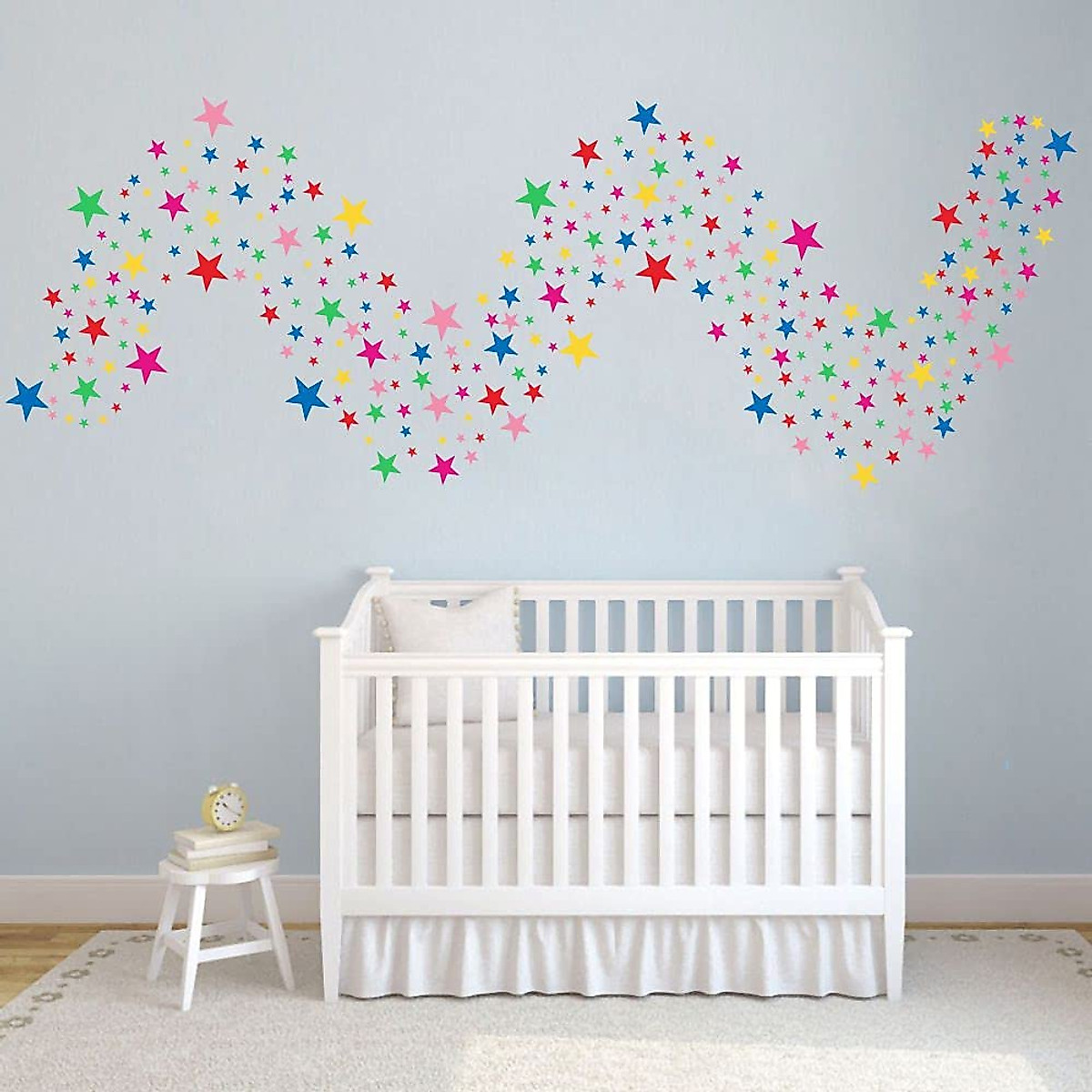 ANFRJJI Colorful Star Wall Sticker - Colorful Star Wall Decal - Colorful Star Wall Art - PVC Removable Wall Decor for Kids Room - Rainbow Colors Primary 6 Colors Star Decals - 318 piece Color Stars