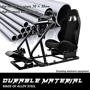 Anman Foldable Simulator Cockpit with Seat fit for Logitech/Thrustmasterg23/Fanatec g25,g923,g920,G PRO,T-GT,T248x,T80,T300RS,V9 V12,Height Classic Square Racing wheel Stand,NOT Include Electronics
