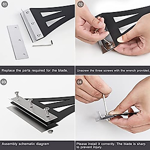 Vidor Heavy Duty Griddle Scraper,Grill Scraper Set with Wooden Handle and 2 Replacement Blades for Griddle, BBQ Racks, Flat Top Cookers.Black