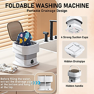Portable Washing Machine Mini 11L Portable Washer Small Washing Machine 60w Folding Lavadora Portatil Dryer Foldable Compact Clothes Laundry Apartment Underwear Travel Camping