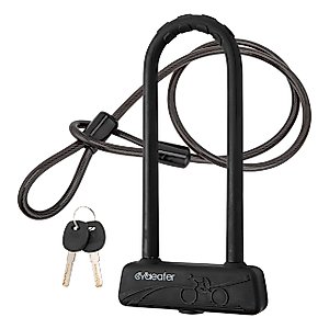 Cycleafer Bike U Lock with Cable - Bike Lock Heavy Duty Bicycle U-Lock, Size 135X285Mm for Bike Folding Bike, Road & Mountain Bike.