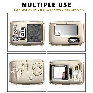 SANZIE Luxury Leather Tray Desktop Storage Catchall Organizer Decorative Tray for Entryway Table to Hold Jewelry Watch Keys Phone Wallet (Metal Glided, Grey)