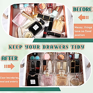 Tioncy 16 Pcs Clear Drawer Organizers 3" x 3" x 2" Stackable Small Makeup Vanity Storage Bins Small Desk Drawer Organization Clear Container Dividers for Makeup Vanity Office Bathroom Kitchen Utensil