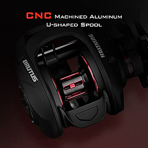 KastKing Brutus Baitcasting Fishing Reel, Graphite Frame, 7.2:1 Gear Ratio, 5+1 Shielded Stainless-Steel Ball Bearings,10 Button Magnetic Braking System, 17.6LB Carbon Fiber Drag, Right Hand