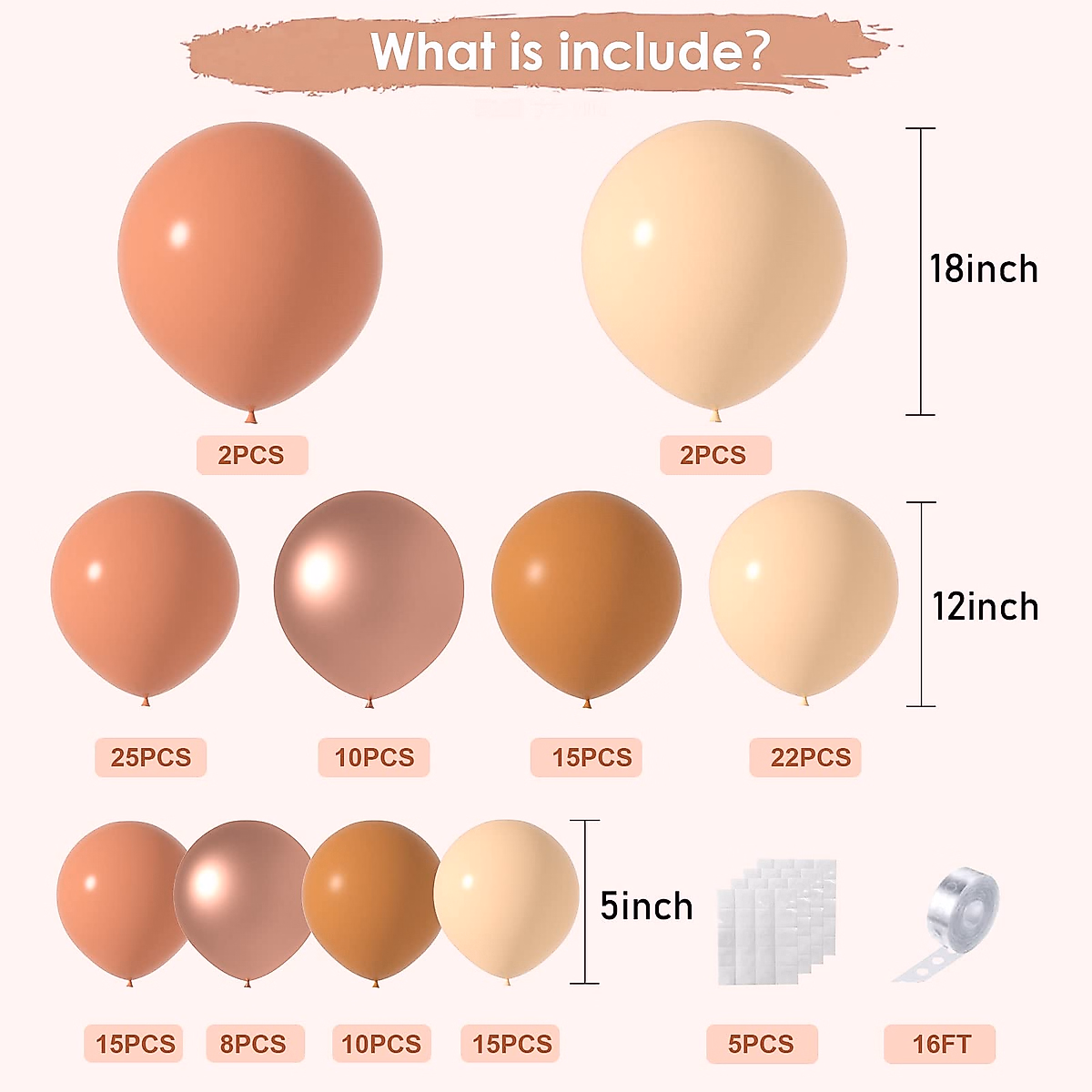 Janinus Boho Balloon Arch Dusty Rose Balloon Garland Kit 130Pcs Dusty Pink Blush Rose Gold Brown Nude Balloons Baby Shower Girl Balloons for Party Decorations Bachelorette Baby Shower Suppliers