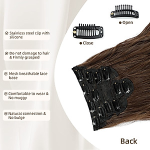 Clip in Hair Extensions, 6 PCS Light Brown Extensions, Wavy Hair Extensions, Natural & Soft Hair & Blends Well Hair Extensions, Chocolate Brown Long Wavy Hairpieces(20inch, 6pcs, Chocolate Brown)