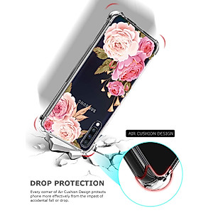 GREATRULY Floral Clear Case for Galaxy A50 for Women Girls,Pretty Phone Case for Samsung Galaxy A50 (2019),Flower Design Transparent Slim Soft Drop Proof TPU Bumper Cushion Silicone Cover Shell,FL-K