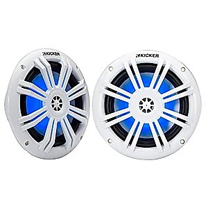 KICKER 49KM604WL KM 6.5" 4Ω Blue LED Marine Coaxial Speakers - Pair