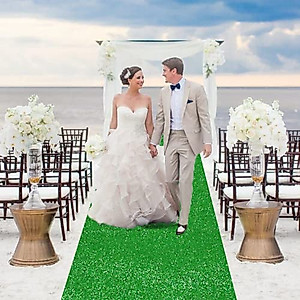 Wedding Aisle Runner Green Sequin Aisle Runner for Wedding Ceremony 4FTx15FT Wedding Runner Aisle Runway Glitter Aisle Runners for Parties Wedding Accessories Aisle Carpet for Bridal Shower Decor