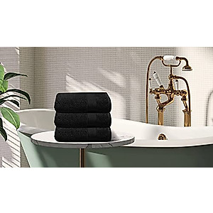 Monark Linen Bath Towel Black 24x48 Pack of 6 Bath Towel Set, Cotton Terry Towels for Bathroom, Quick Dry, Lightweight, Highly Absorbent, Soft Feel, Pool, Spa, Gym, Hand Towel for Daily Use