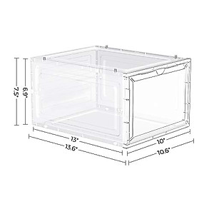 SONGMICS Shoe Boxes, Clear Shoe Organizers, Set of 12, Plastic Shoe Storage with Clear Door, Easy Assembly, up to US Size 12, Transparent ULSP032W12