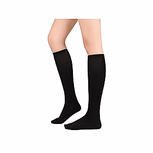 Century Star Knee High Socks Compression Socks for Women Athletic Running Casual Long Tube Socks with Triple Stripes 1 Black One Size