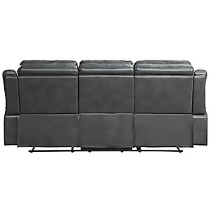Homelegance Darwan 88" Leather Gel Double Reclining Sofa, Dark Gray