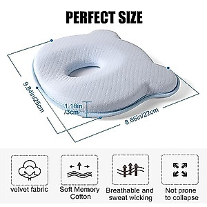 2023 New Upgrade Soft and Cozy Вaby Pillow Prеvents FΙat Head and Shapеs Ιnfant's Head Вaby Hеad Pillow Blue