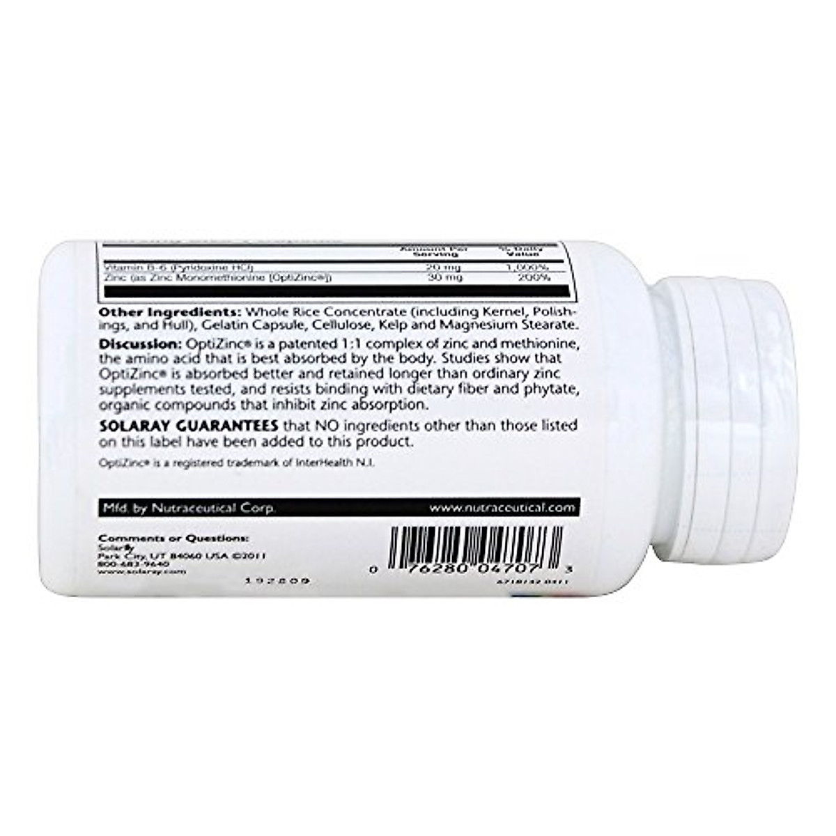 OptiZinc 30mg Solaray 60 VegCaps