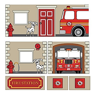 DHP Junior Twin Metal Loft Bed with Storage Steps, Space-Saving Solution, Multifunctional, Black with Blue Steps & Fire Department Design Curtain Set for Junior Loft Bed, Kids Furniture, Blue