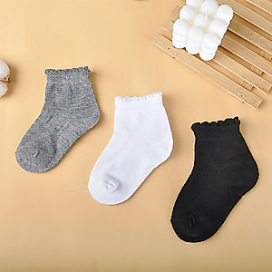 Looching 6 Pack Toddler Baby Girls Boys No Show Ankle Socks Cotton White Mesh Thin Low Cut Socks Kids 1-3Years