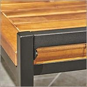 Christopher Knight Home Noel Outdoor Industrial Acacia Wood and Iron Bench, Teak Finish/Black Metal