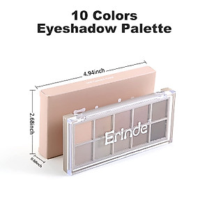 Erinde 10 Colors Eyeshadow Palette, Matte Taupe Gray Eye Shadow Makeup, Ultra-Blendable, Pigmented, Long Lasting, Neutral Nude Naked Eye Make Up Pallet with Brush, Suitable for Older Women, Cement