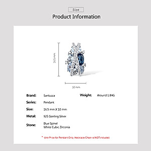 Santuzza 925 Sterling Silver Twisted Pendant Blue Spinel Cubic Zirconia Pendants for Women