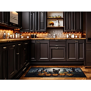 Caroline's Treasures Cairn Terrier Spooky Halloween Runner Mat 28x58 Front Door Mat Indoor Outdoor Rugs for Entryway Hallway Foyer Non Slip Washable Wide Doormat