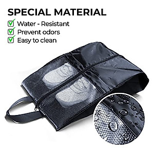 HANOZI Shoe Bags For Travel, Used As For Storage or Shoe Travel Bag, Space Saving When Travelling With This Travel Shoe Bags For Packing, Featuring Waterproof Nylon Sneaker Bag (Black, 2 Pack, Medium)