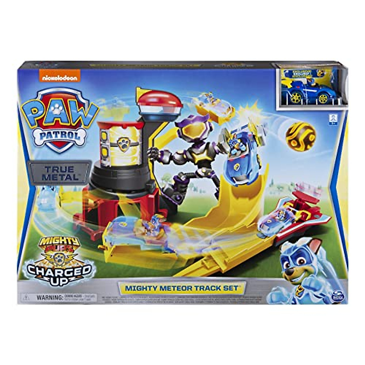 Paw Patrol, True Metal Mighty Meteor Die-Cast Track Set with Exclusive Chase Vehicle, 1:55 Scale