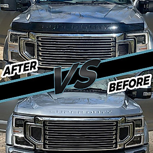 HECASA Black Hood Deflector Bug Shield Compatible with 2017-2022 Ford Super Duty F250 F350
