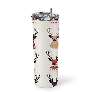 Medpol Christmas Deer insulated tumblers，Christmas Deer coffee cup Gift，Christmas Deer Drinking Glasses-Tea Cup-Coffee Mug tumbler with lid and straw 20 oz insulated tumbler cups