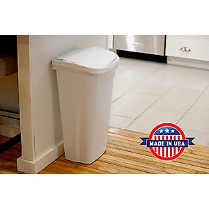 United Solutions 10 Gal/40 Qt Space-Efficient Kitchen Trash Can with Dual Swing Lid, (Pack of 2), Waste Basket Fits in Narrow Spaces and Perfect for Commercial Offices, Home Office, Dorm, White