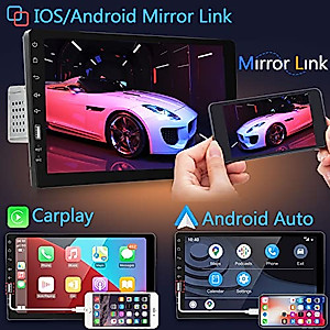 Single Din Apple Carplay Car Stereo with Android Auto, podofo 9" HD Touchscreen Bluetooth Car Radio Supports FM/AM Radio Mirror Link SWC,Car Audio Receivers with Backup Camera/External Mic/USB