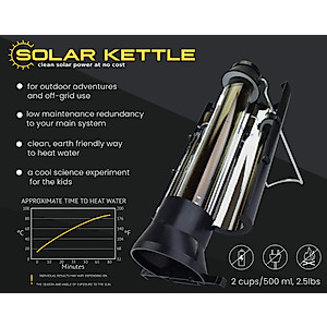 Solar Kettle Thermal Flask Survival Gear With Temperature Gauge (Black)