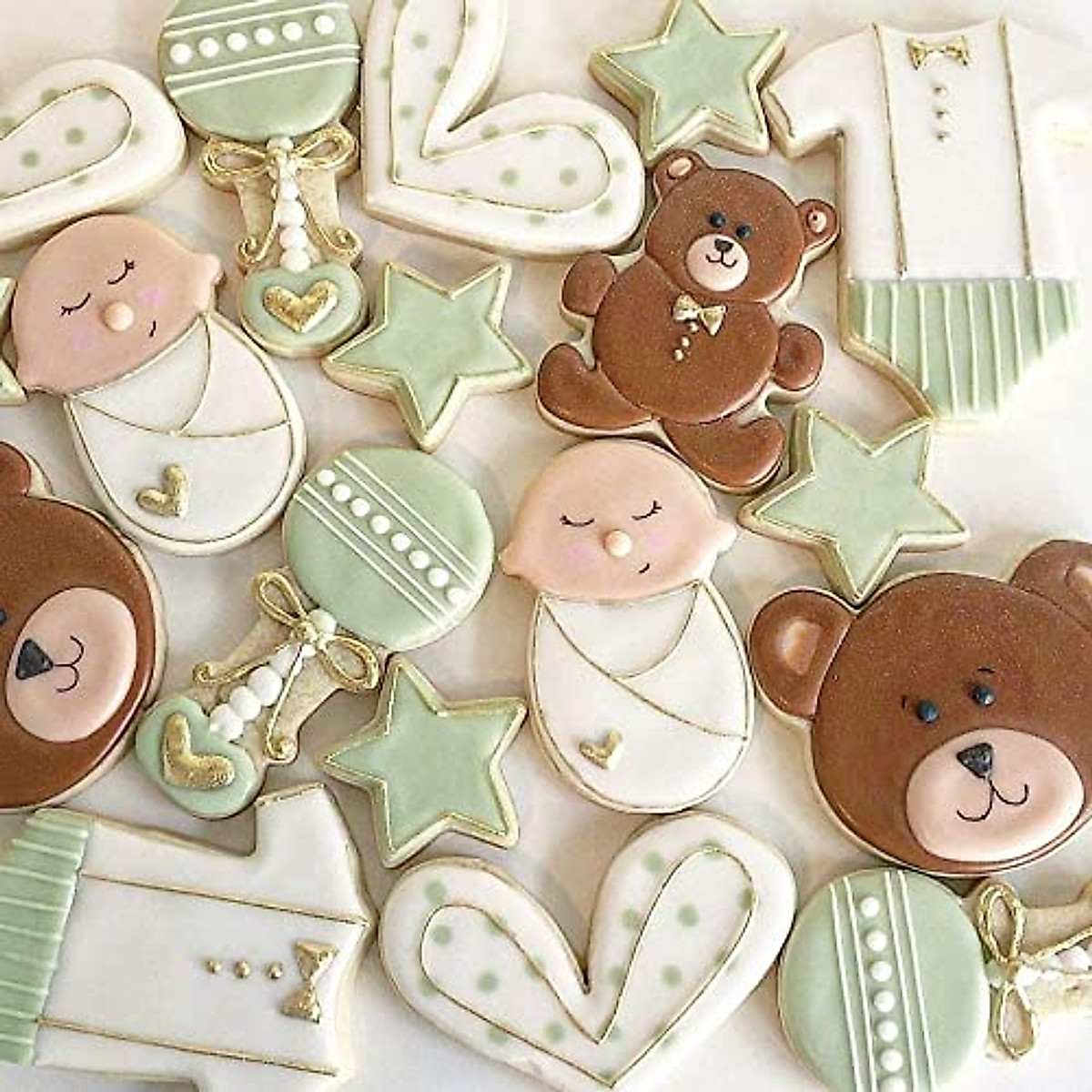 Crethinkaty Teddy Bear Cookie Cutter Set - 3 Pieces Bear Face and Teddy Bears Stainless Steel Biscuit Cutters Fondant Cake Decoration for Baking