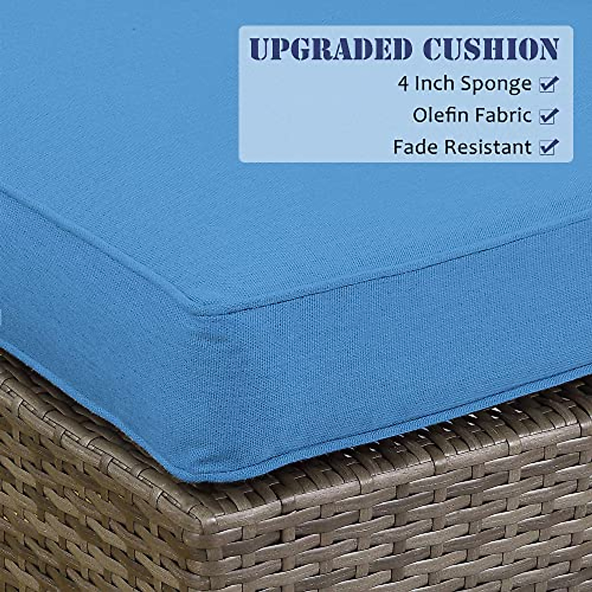 Wisteria Lane 6 Piece Outdoor Patio Furniture Sets, Outdoor Sectional Furniture with Tempered Glass Table and Cushion, Wicker Patio Conversation Sets for Garden Backyard, Blue